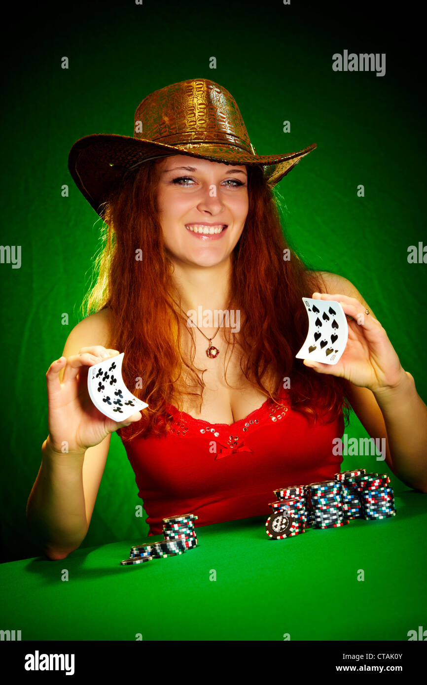 Photo of the girl with playing cards Stock Photo - Alamy