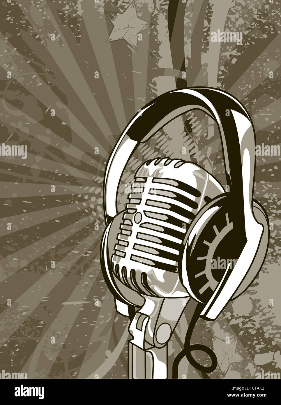 vector concert poster with microphone Stock Photo - Alamy