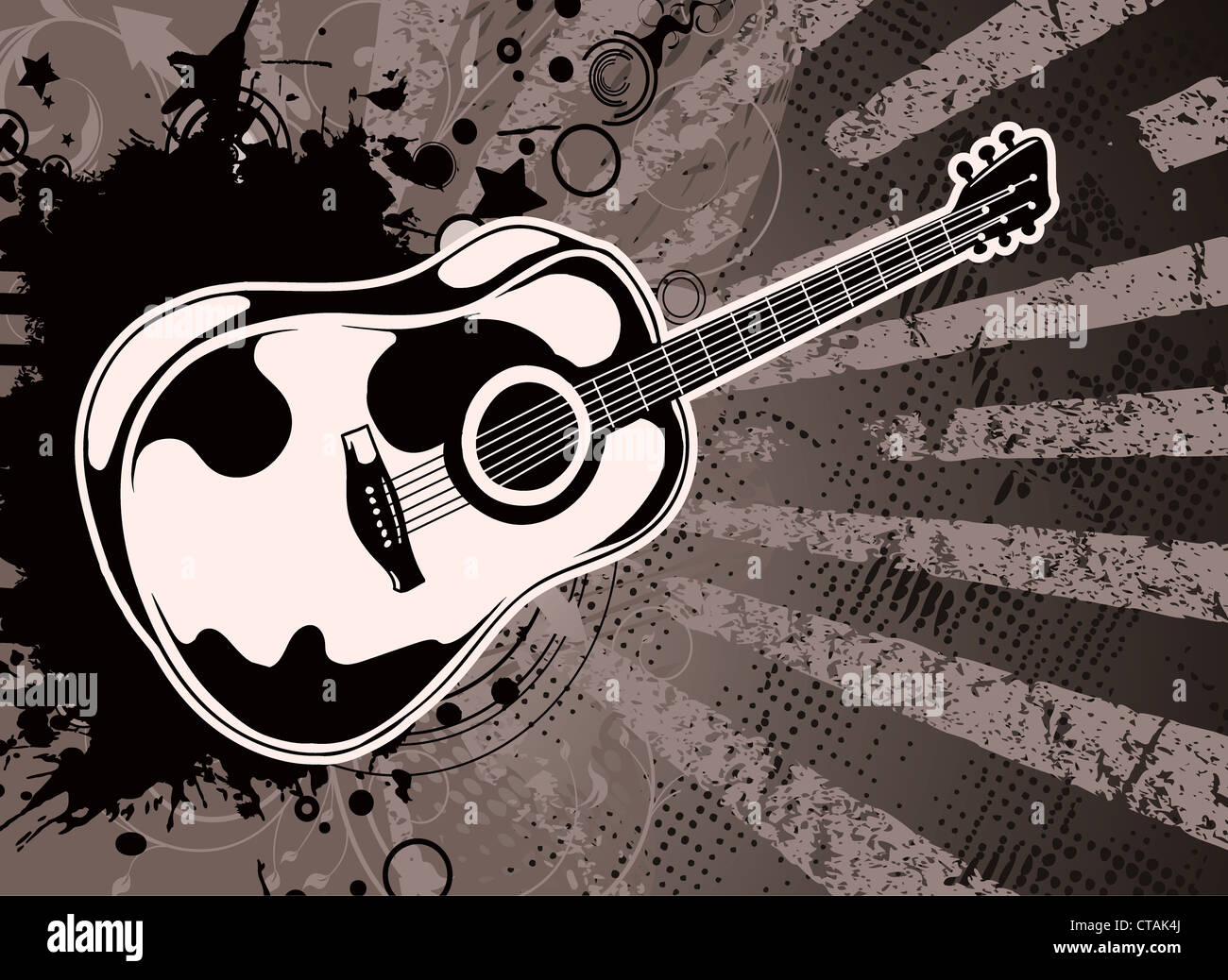 vector music wallpaper with guitar Stock Photo - Alamy