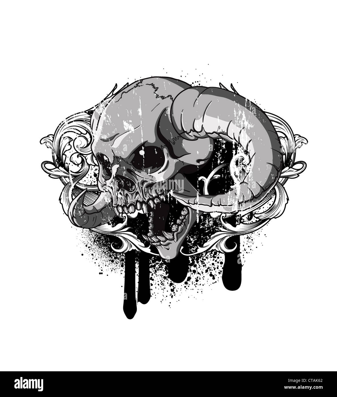 vector vintage emblem with skull Stock Photo - Alamy