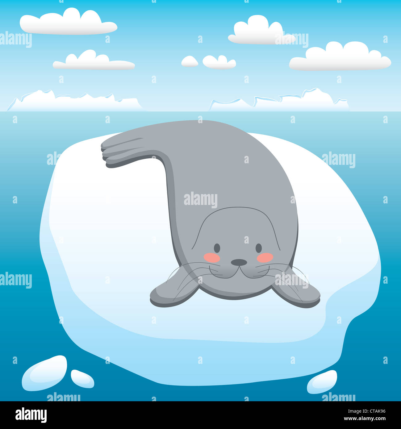 Cute seal happy resting on floating iceberg Stock Photo - Alamy