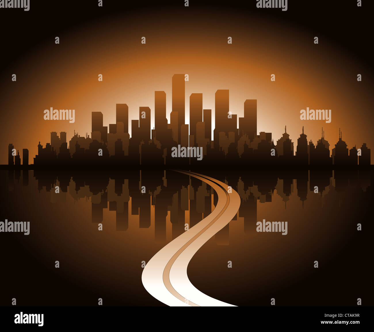 abstract illustration of a city with lots of skyscrapers Stock Photo ...