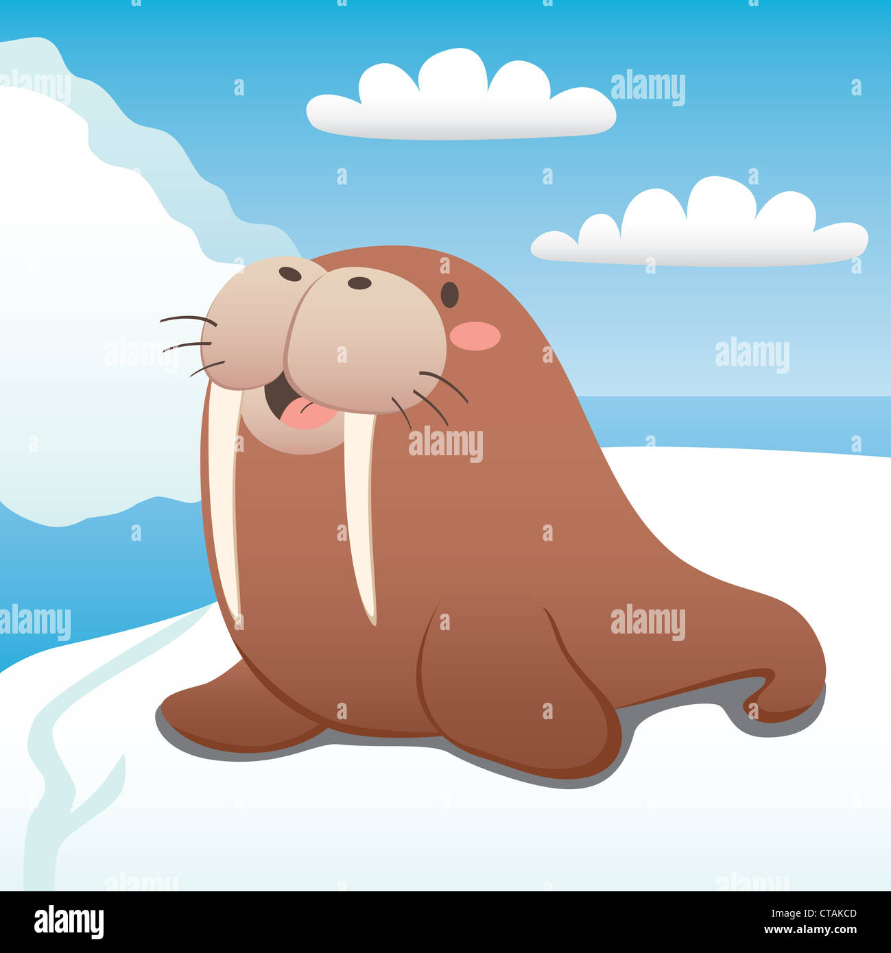 Cute walrus happy resting on floating iceberg Stock Photo - Alamy