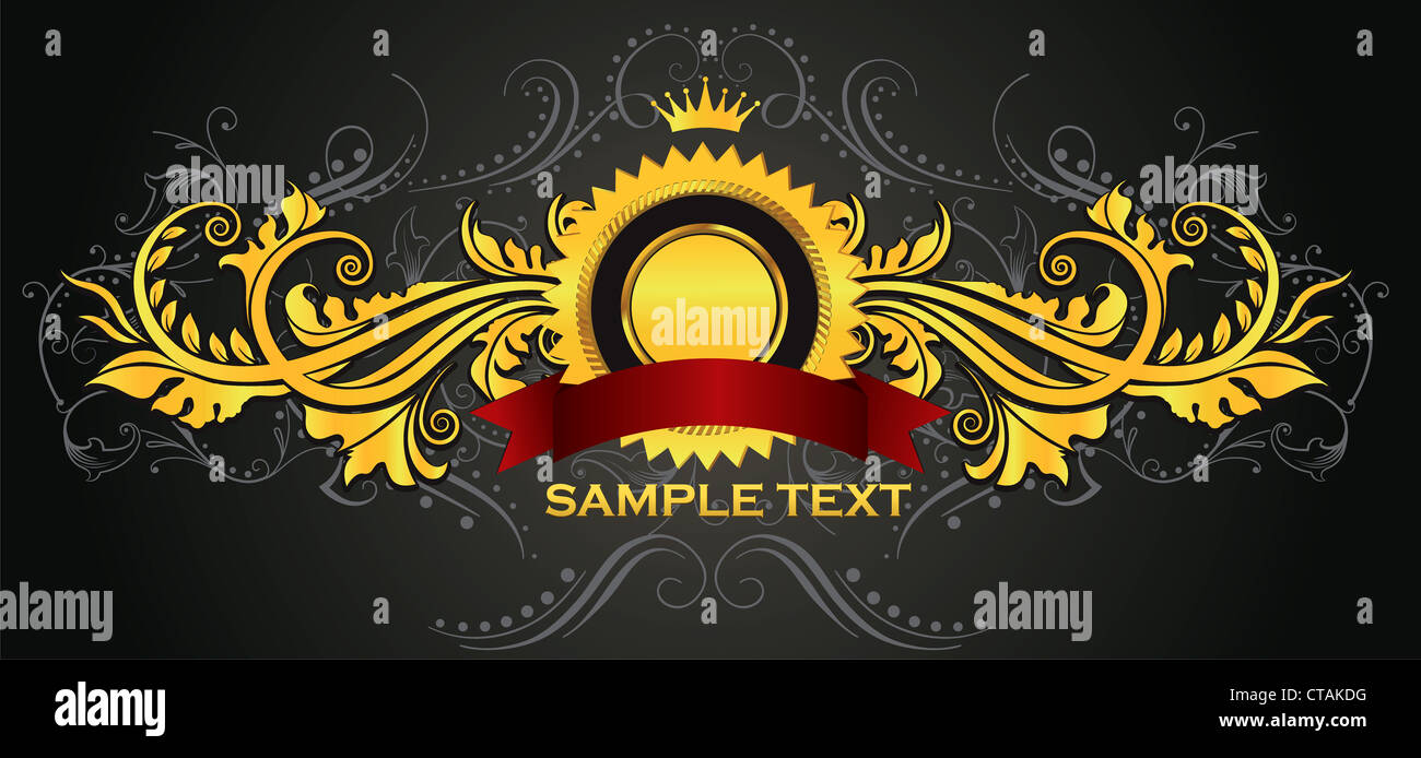 vector vintage gold label with grunge background Stock Photo - Alamy