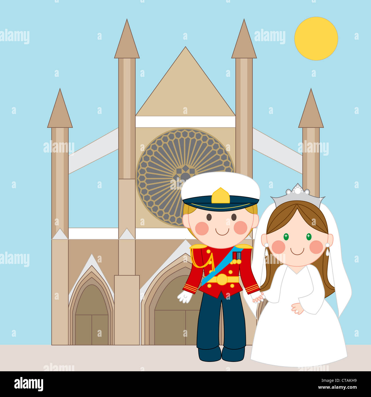 Prince and Princess standing in front of church after royal wedding ...