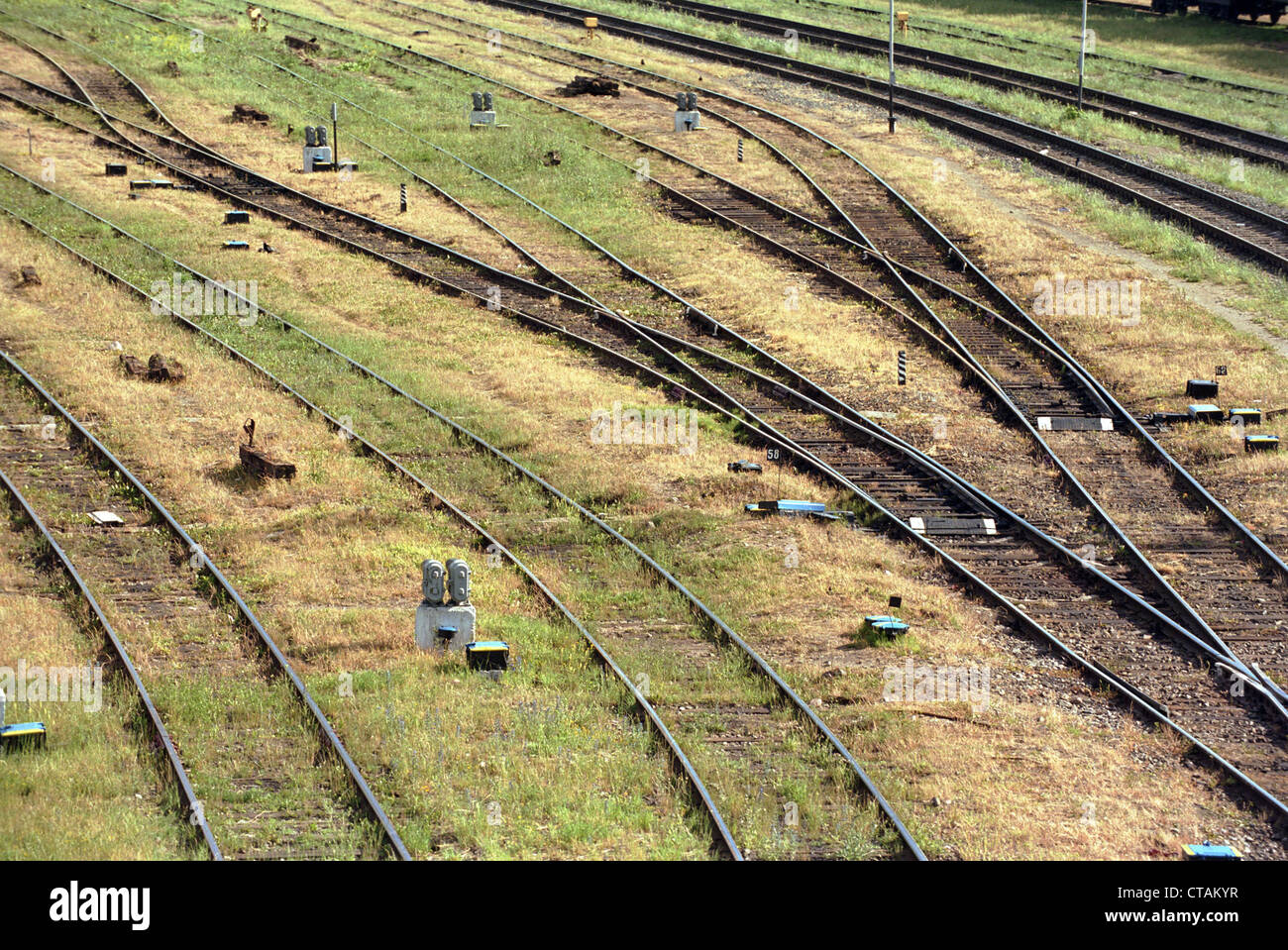 Railroad tracks of marshalling yards, Kaliningrad, Russia Stock Photo ...
