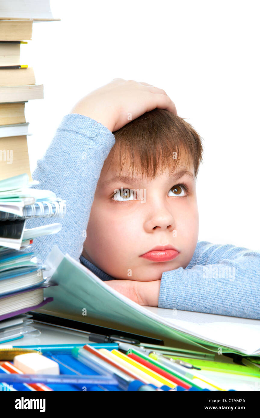 Boy behind table books hi-res stock photography and images - Alamy