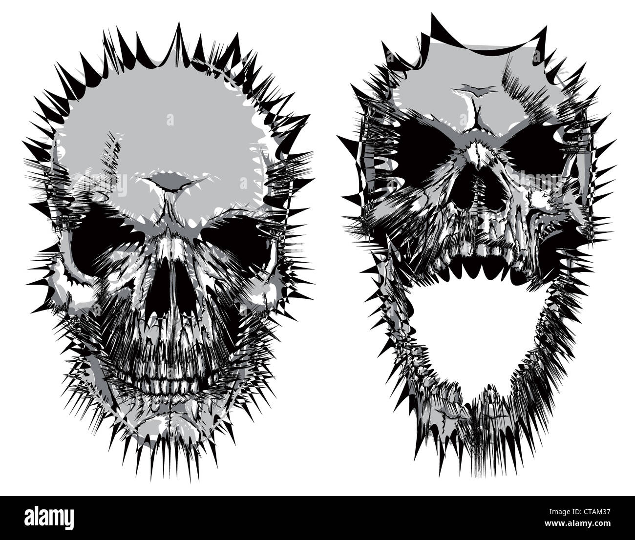 vintage stylized skulls vector illustration Stock Photo - Alamy