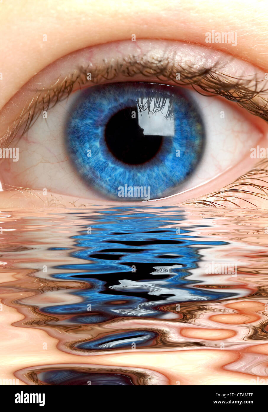 Human eye reflected in a surface of water Stock Photo - Alamy