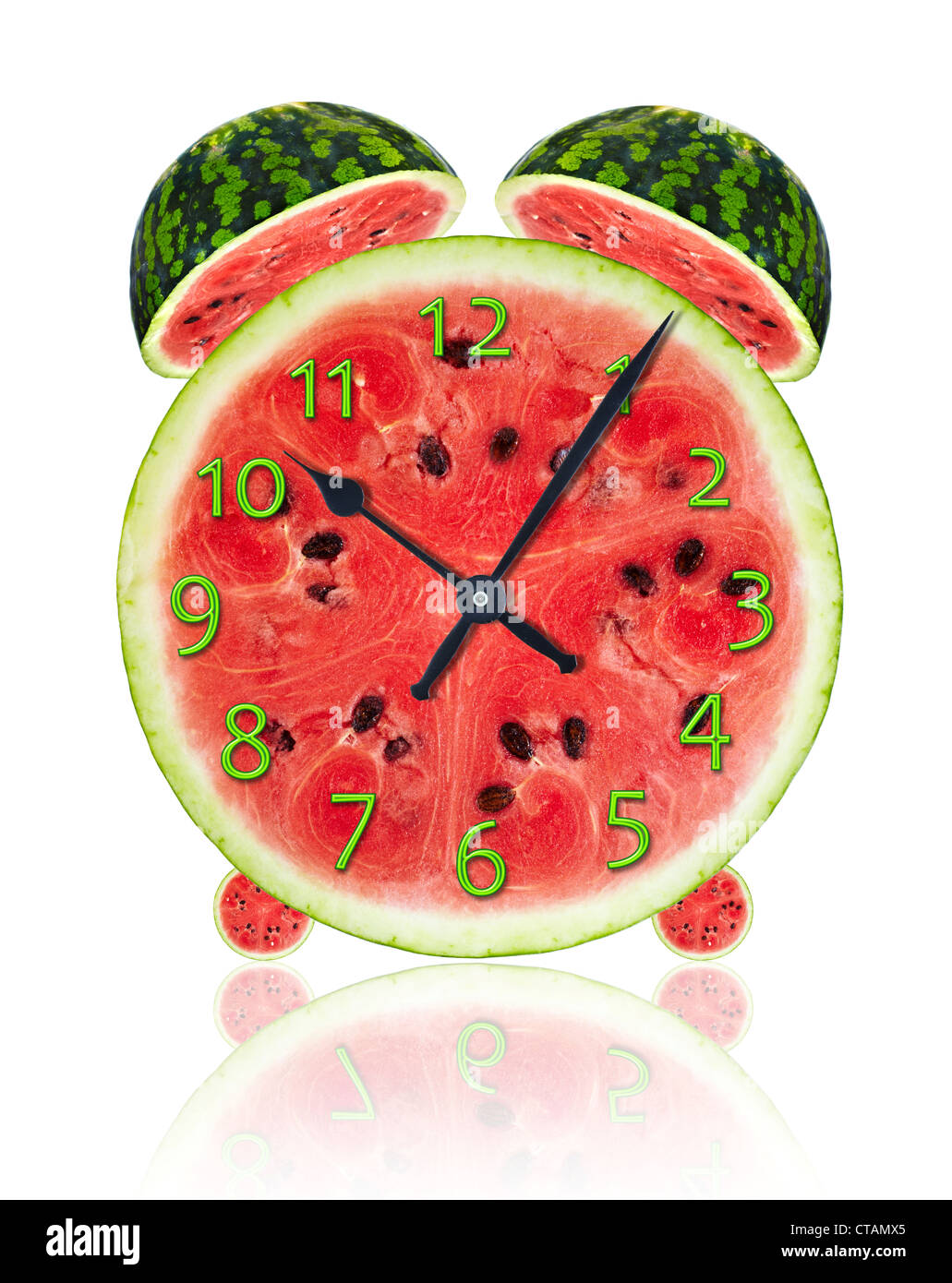 watermelon clock on a white background Stock Photo - Alamy