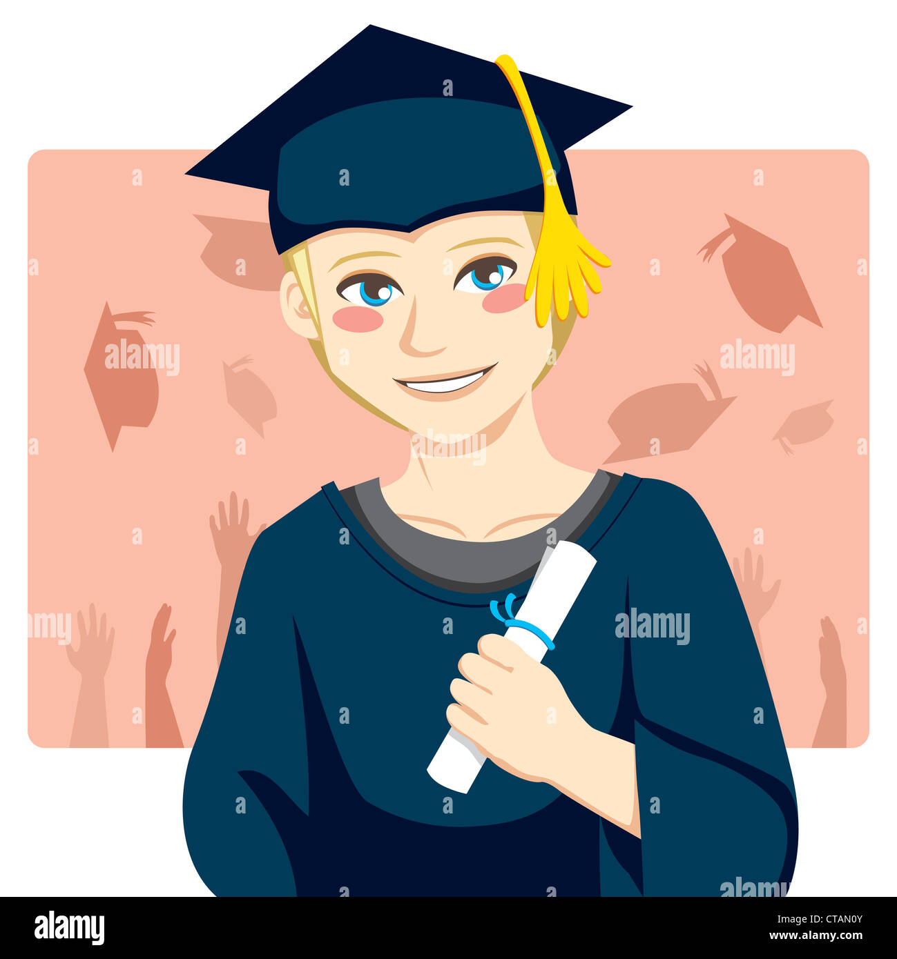 Cartoon graduate man graduation gown hi-res stock photography and ...