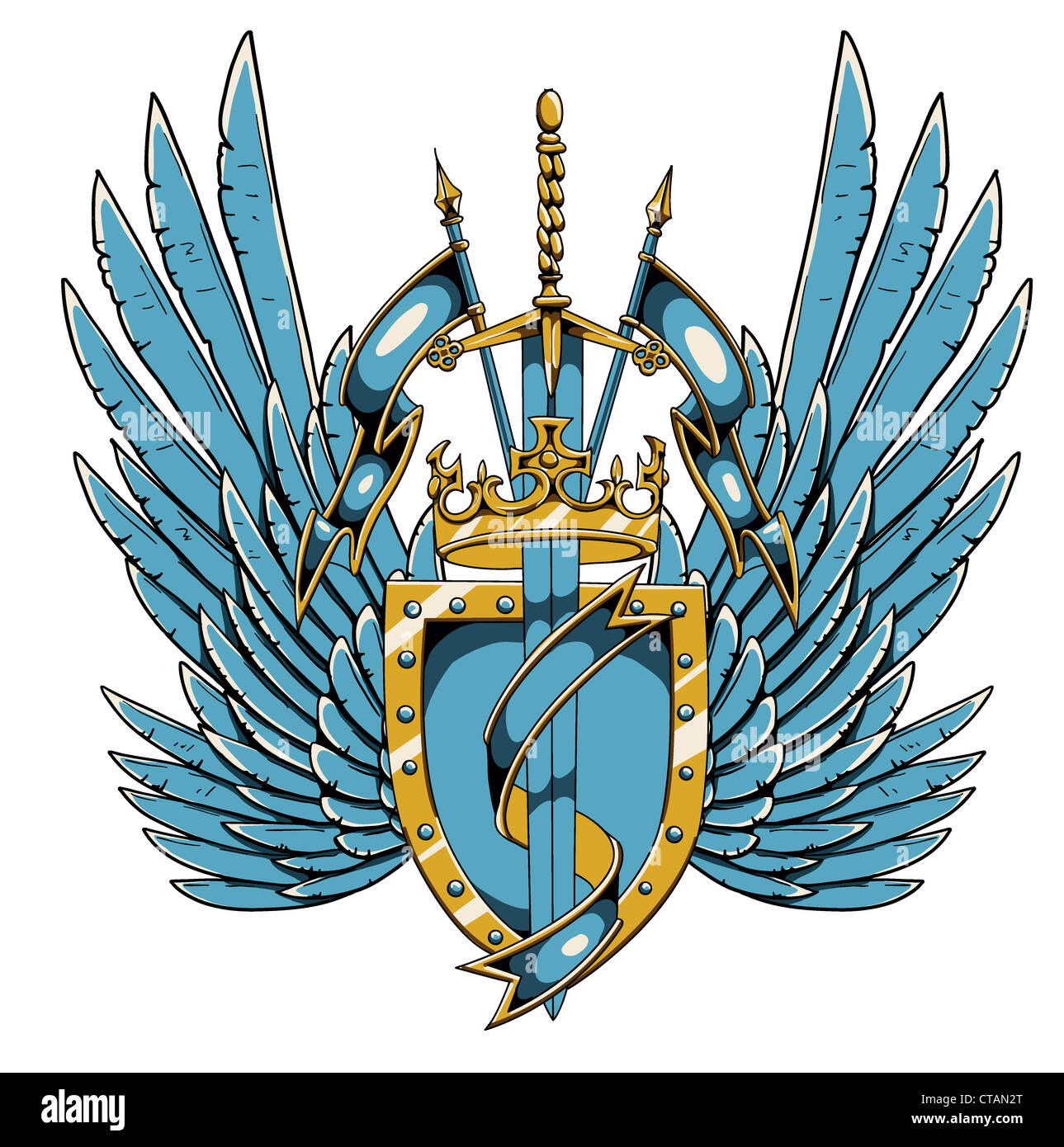 vector vintage crest with wings Stock Photo - Alamy