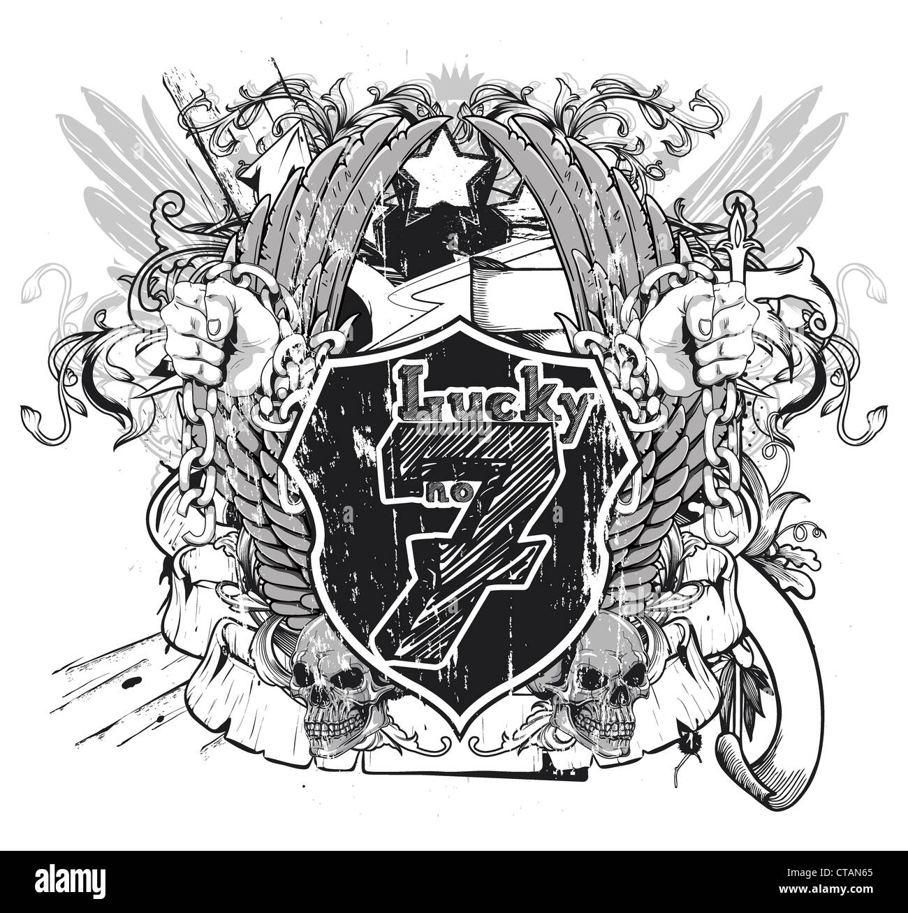 vector t-shirt design with shield Stock Photo - Alamy