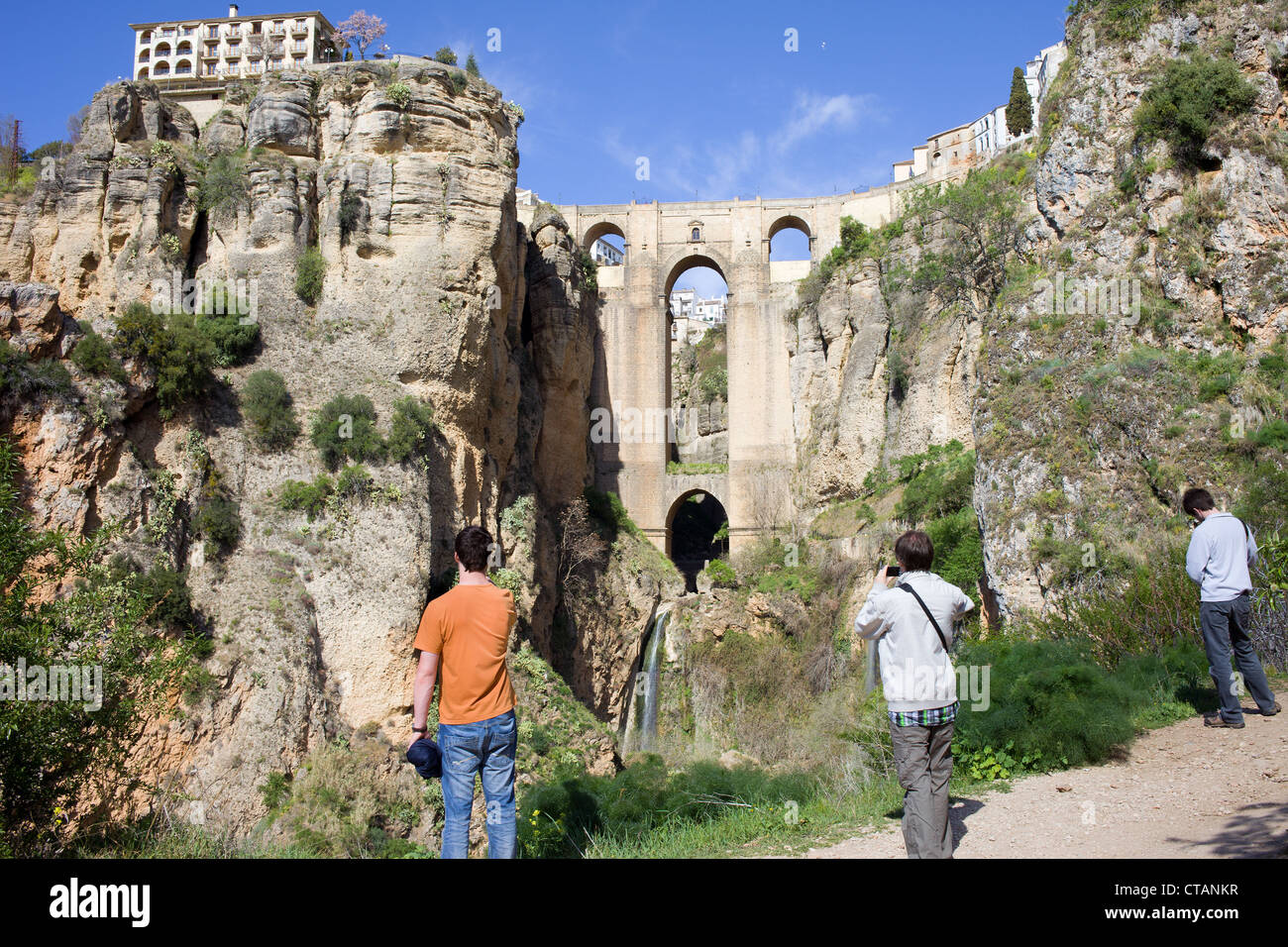 New Bridge (Spanish: Puente Nuevo) from 18th century between high rocks ...