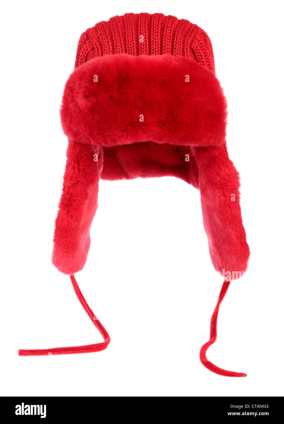 Red fur cap on a white background Stock Photo - Alamy
