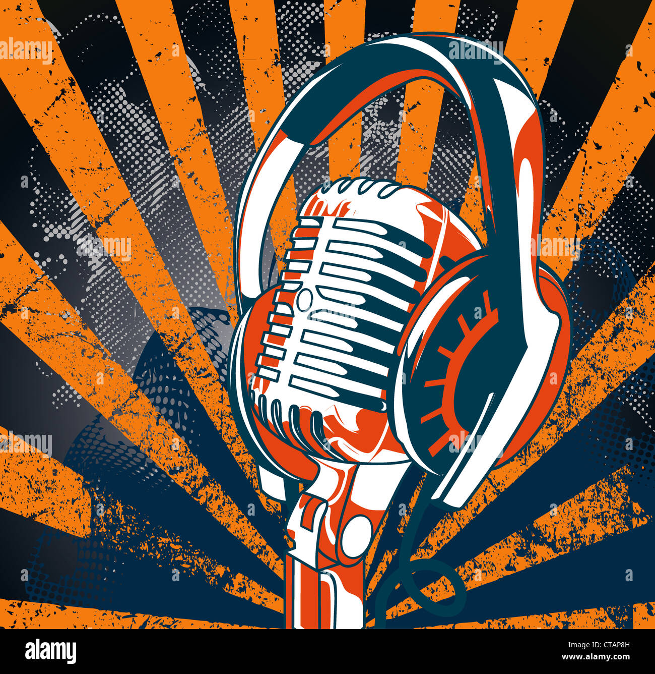 vector concert poster with microphone Stock Photo - Alamy