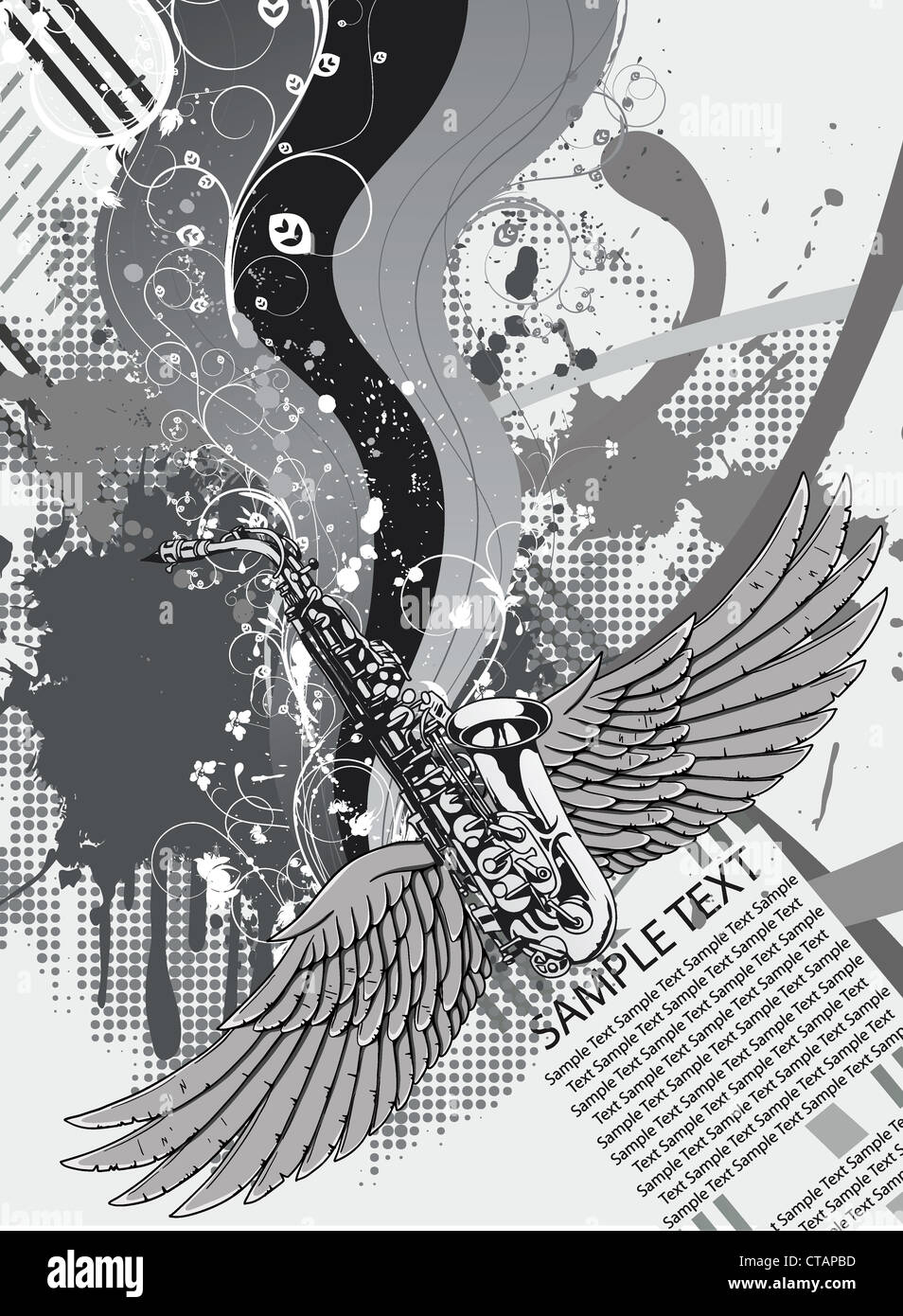 vector concert poster with saxophone Stock Photo - Alamy