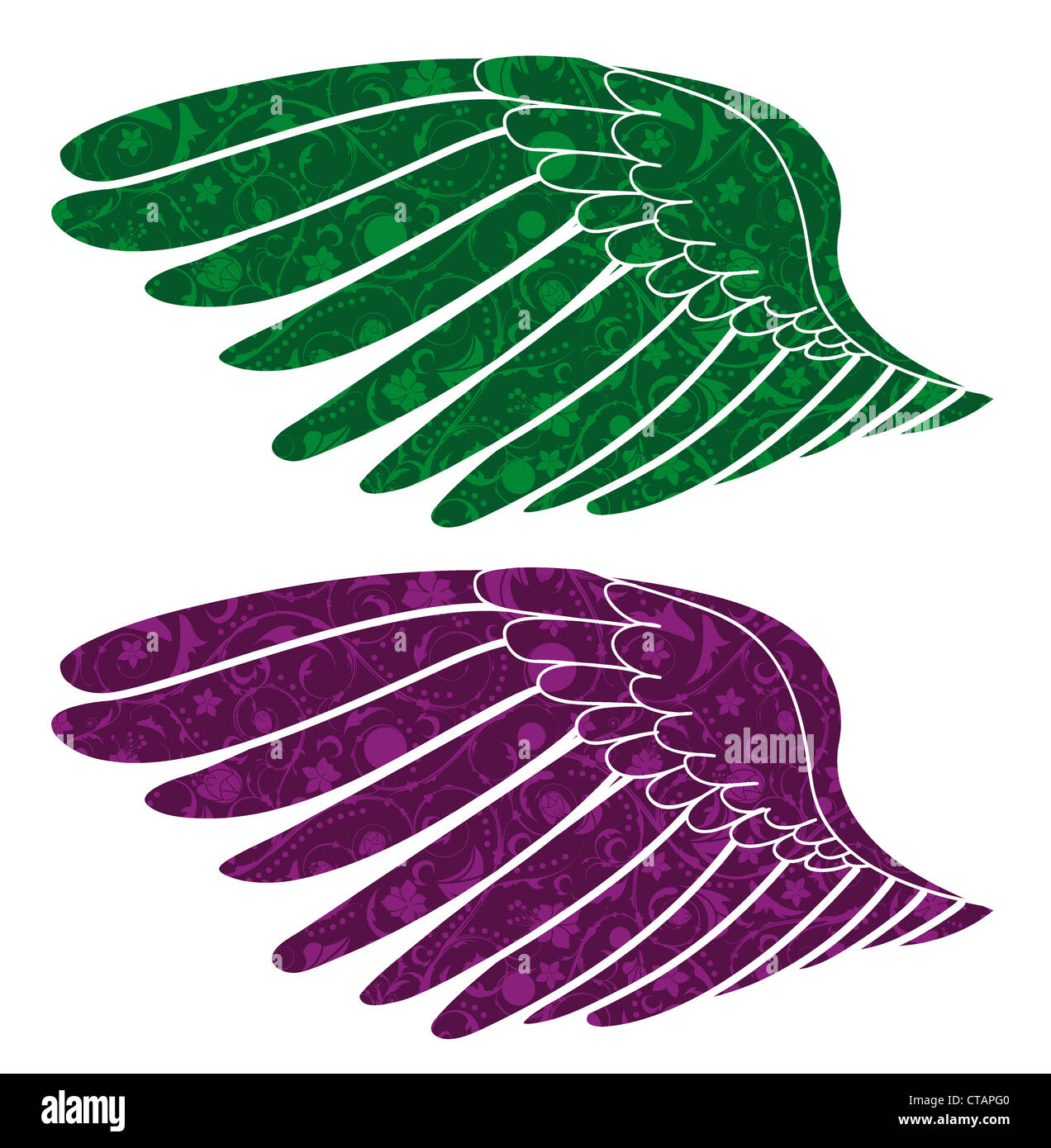wings made of floral vector illustration Stock Photo - Alamy