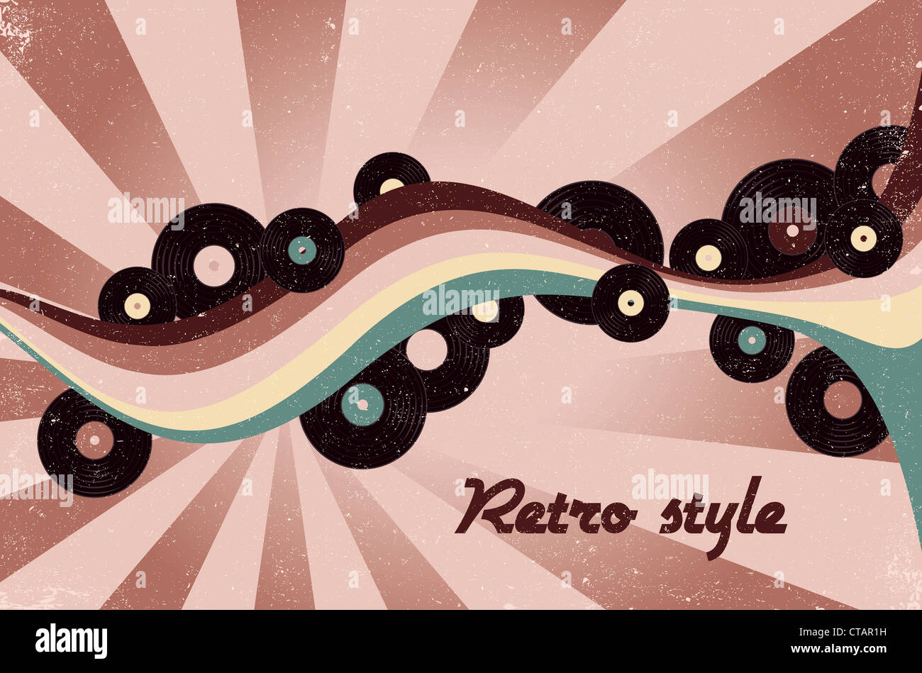 retro music poster with old vinyl records Stock Photo - Alamy