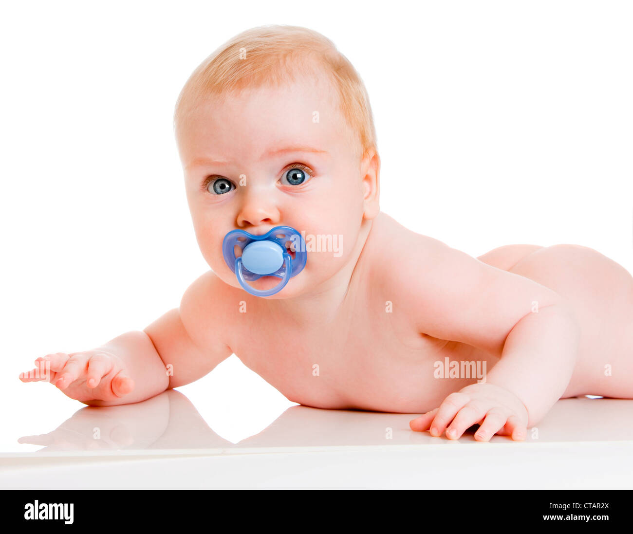 six-month-old baby on a white background Stock Photo - Alamy
