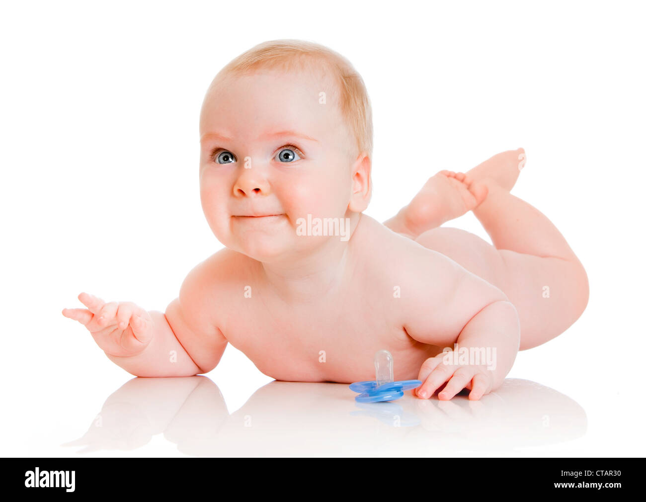 six-month-old baby on a white background Stock Photo - Alamy