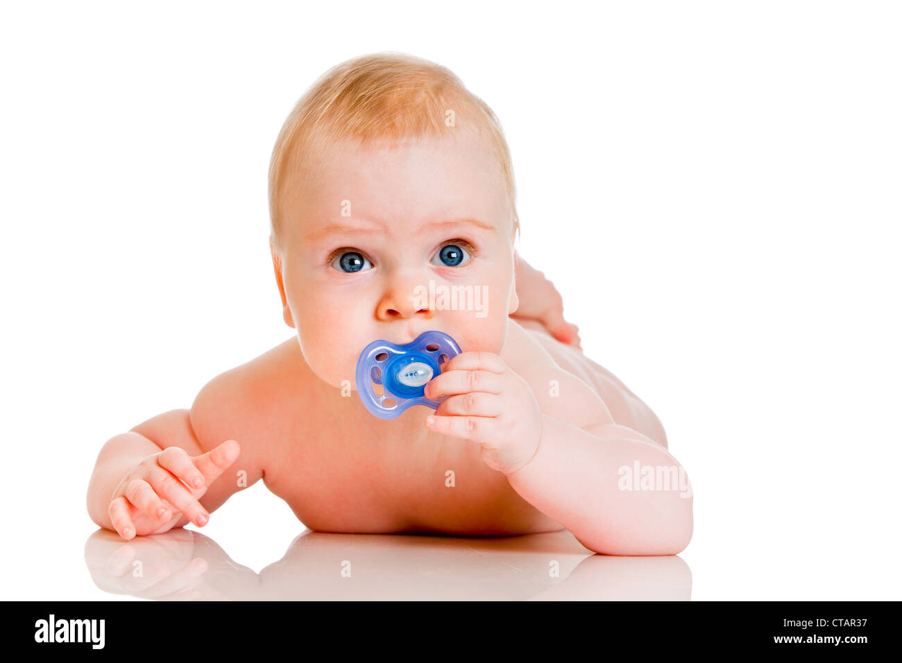 six-month-old baby on a white background Stock Photo - Alamy