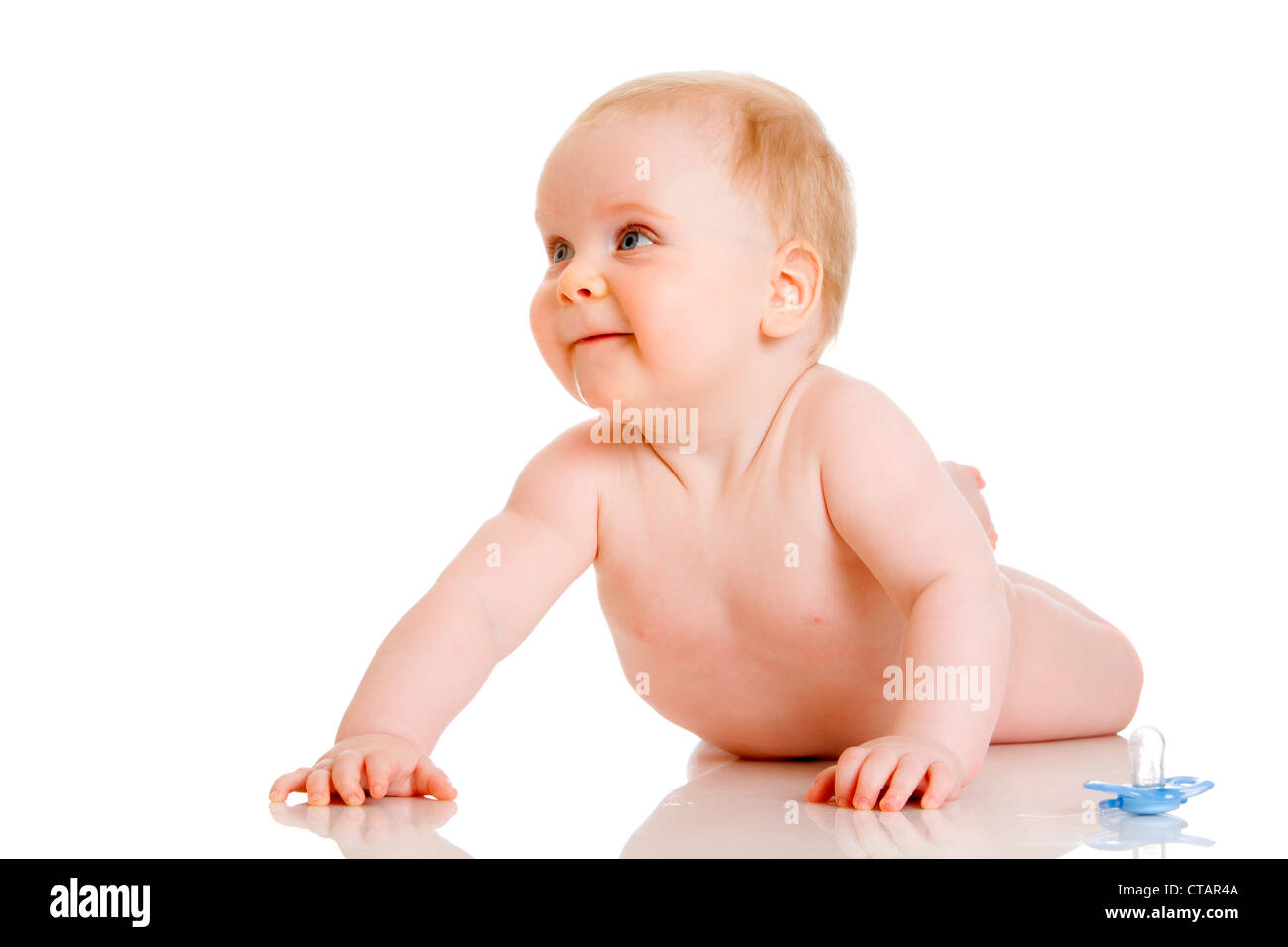 six-month-old baby on a white background Stock Photo - Alamy