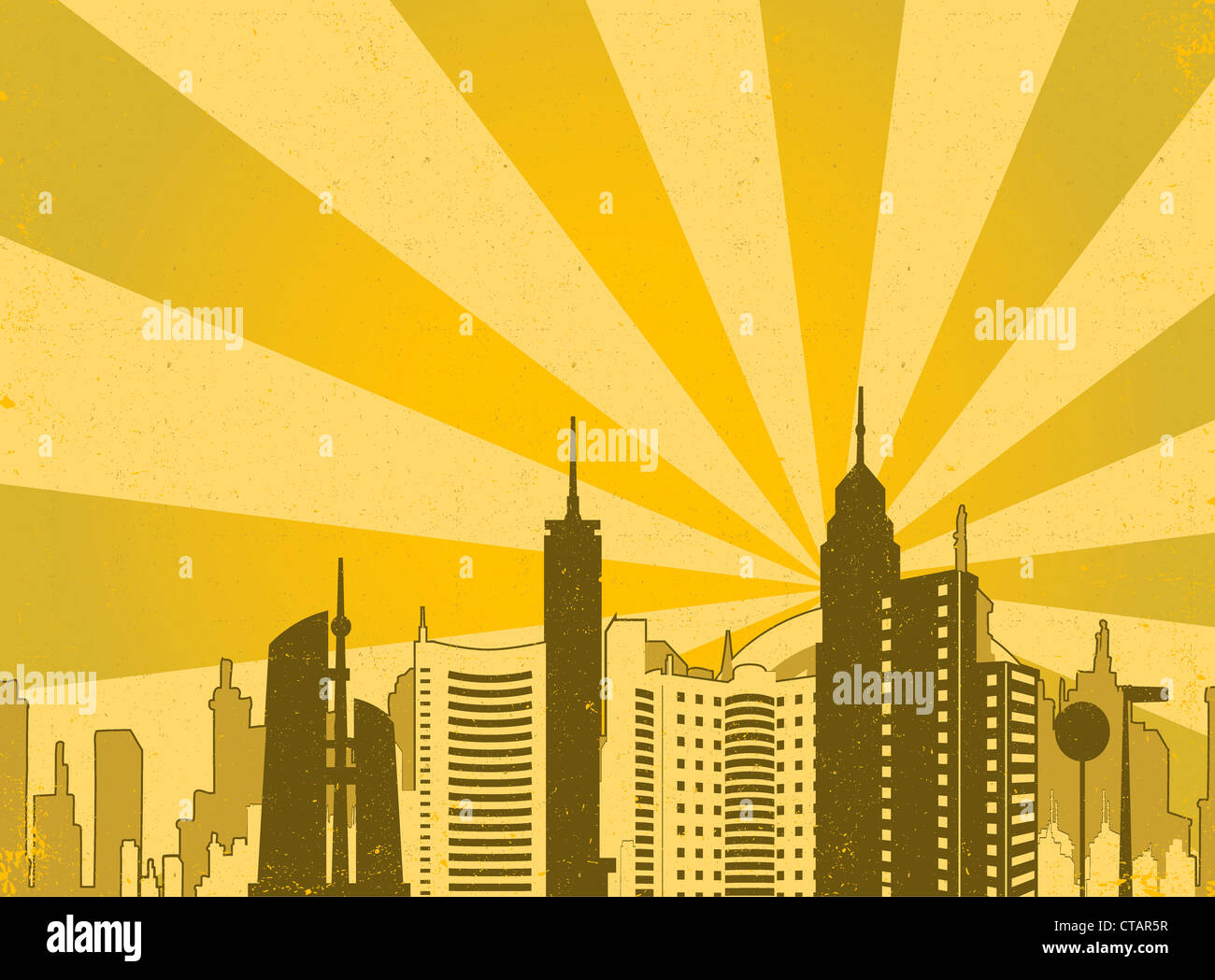 vector retro background with city Stock Photo - Alamy