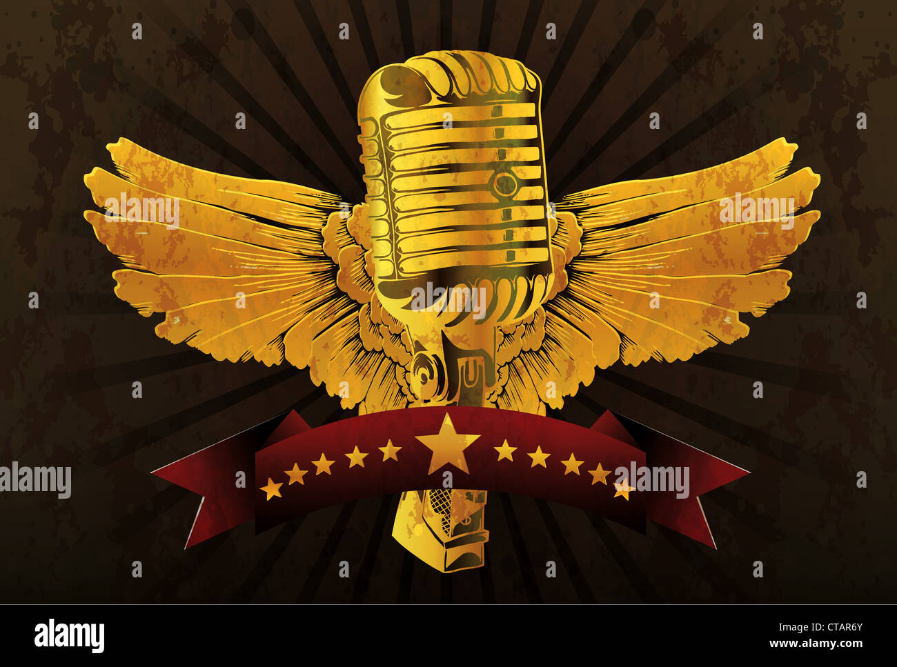 vector music emblem with microphone Stock Photo - Alamy