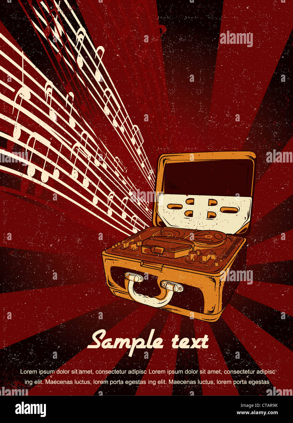 retro concert poster with old tape recorder Stock Photo - Alamy