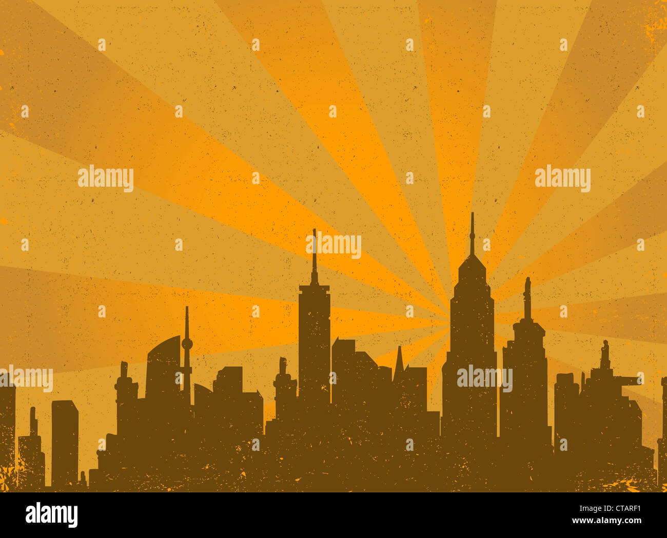 vector retro background with city Stock Photo - Alamy