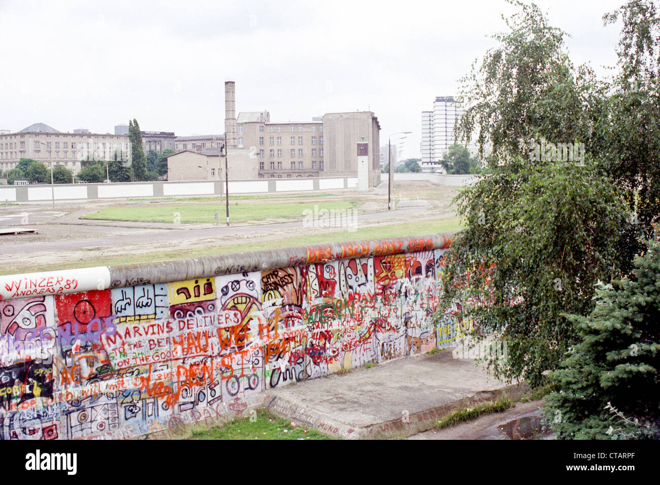 The Berlin Wall at Potsdamer Platz in the 1980s - West Berlin Stock ...