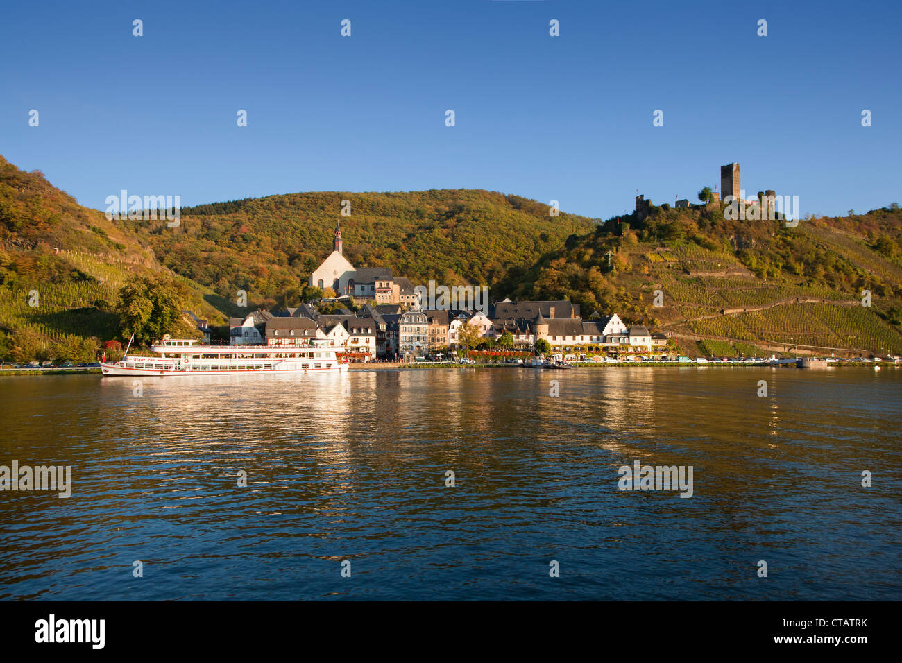 Beilstein and Metternich castle at Moselle river, Rhineland-Palatinate ...