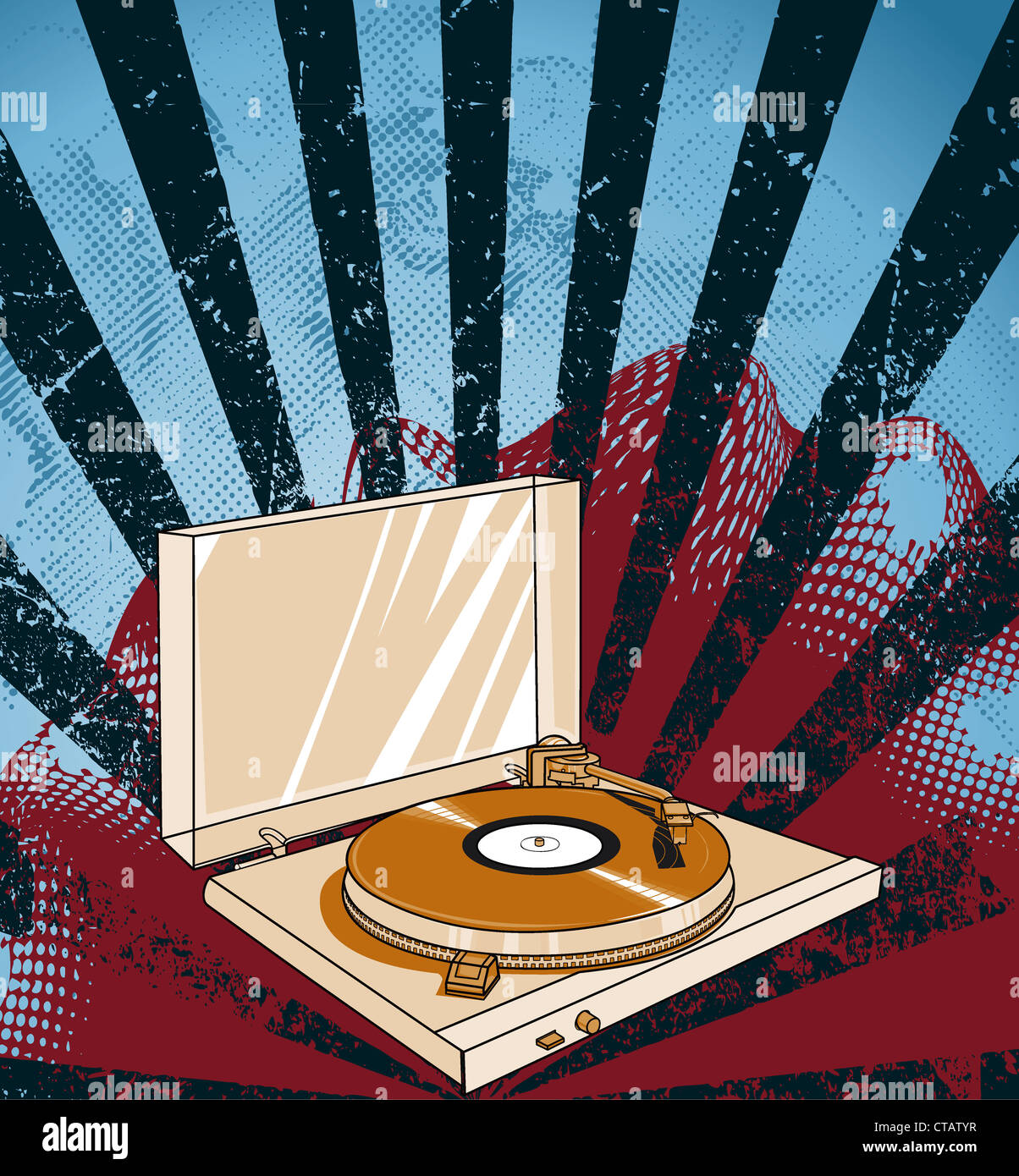 vector concert poster with turntable Stock Photo - Alamy