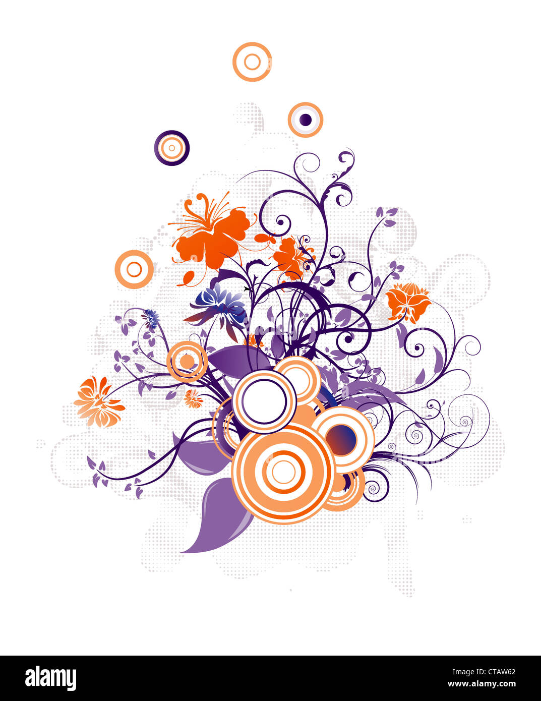vector floral illustration with circles Stock Photo - Alamy