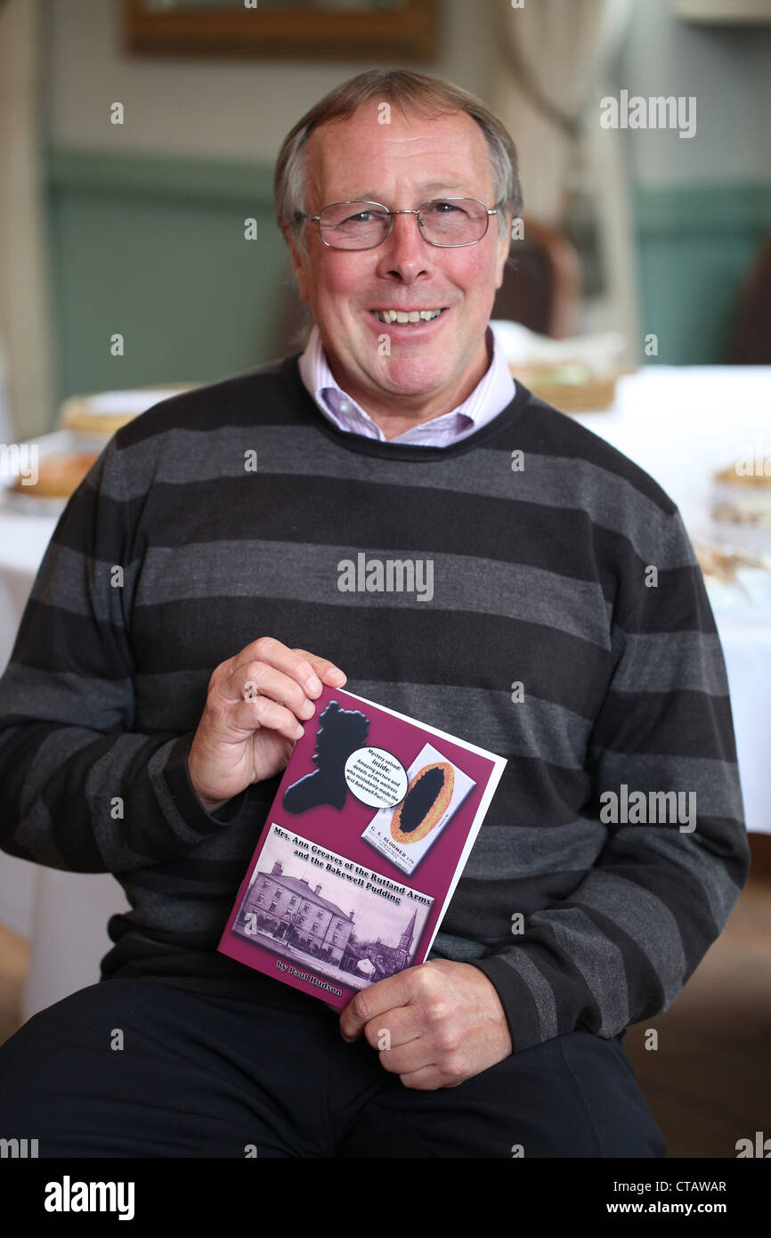 Paul Hudson with his book about the original Bakewell Pudding Stock ...