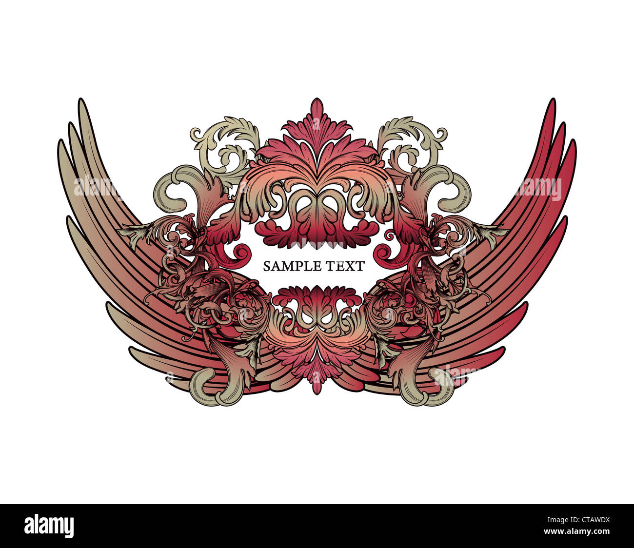 vector baroque emblem with wings Stock Photo - Alamy