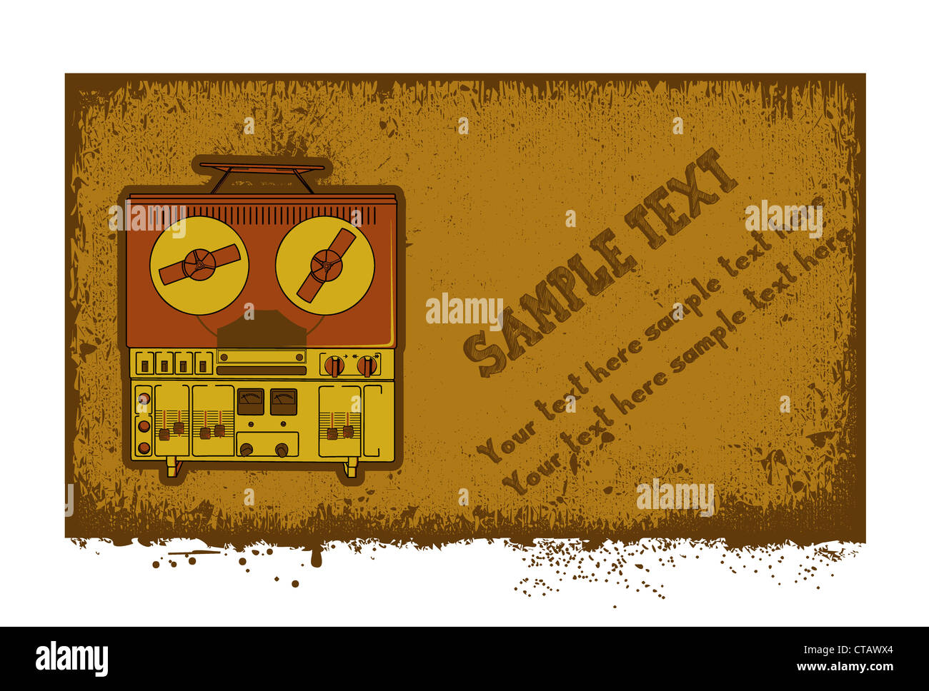 vector music background with tape recorder Stock Photo - Alamy