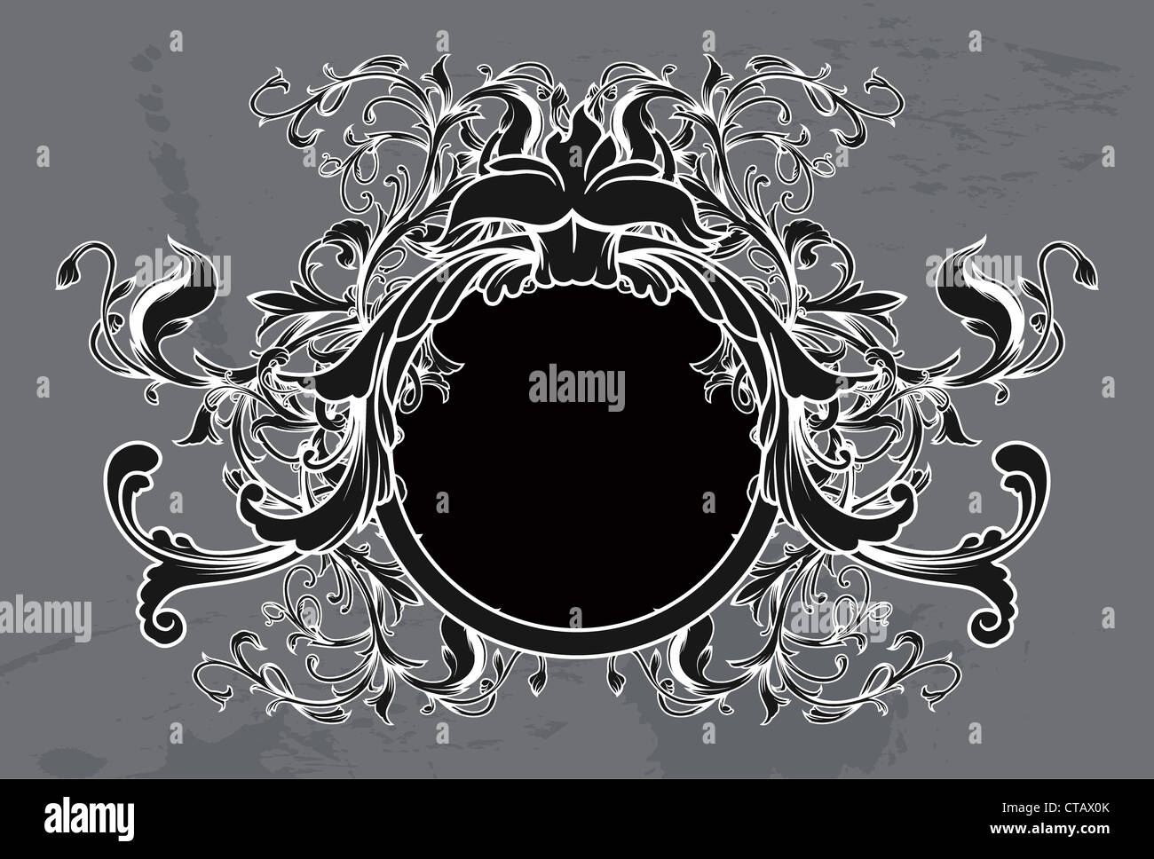 vector baroque floral frame with grunge background Stock Photo - Alamy