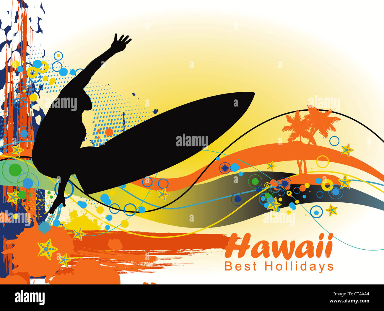 vector summer background with surfer Stock Photo - Alamy