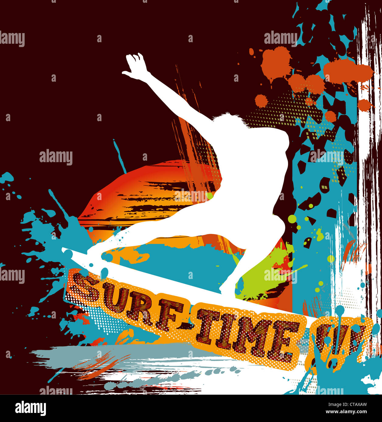 vector summer background with surfer Stock Photo - Alamy