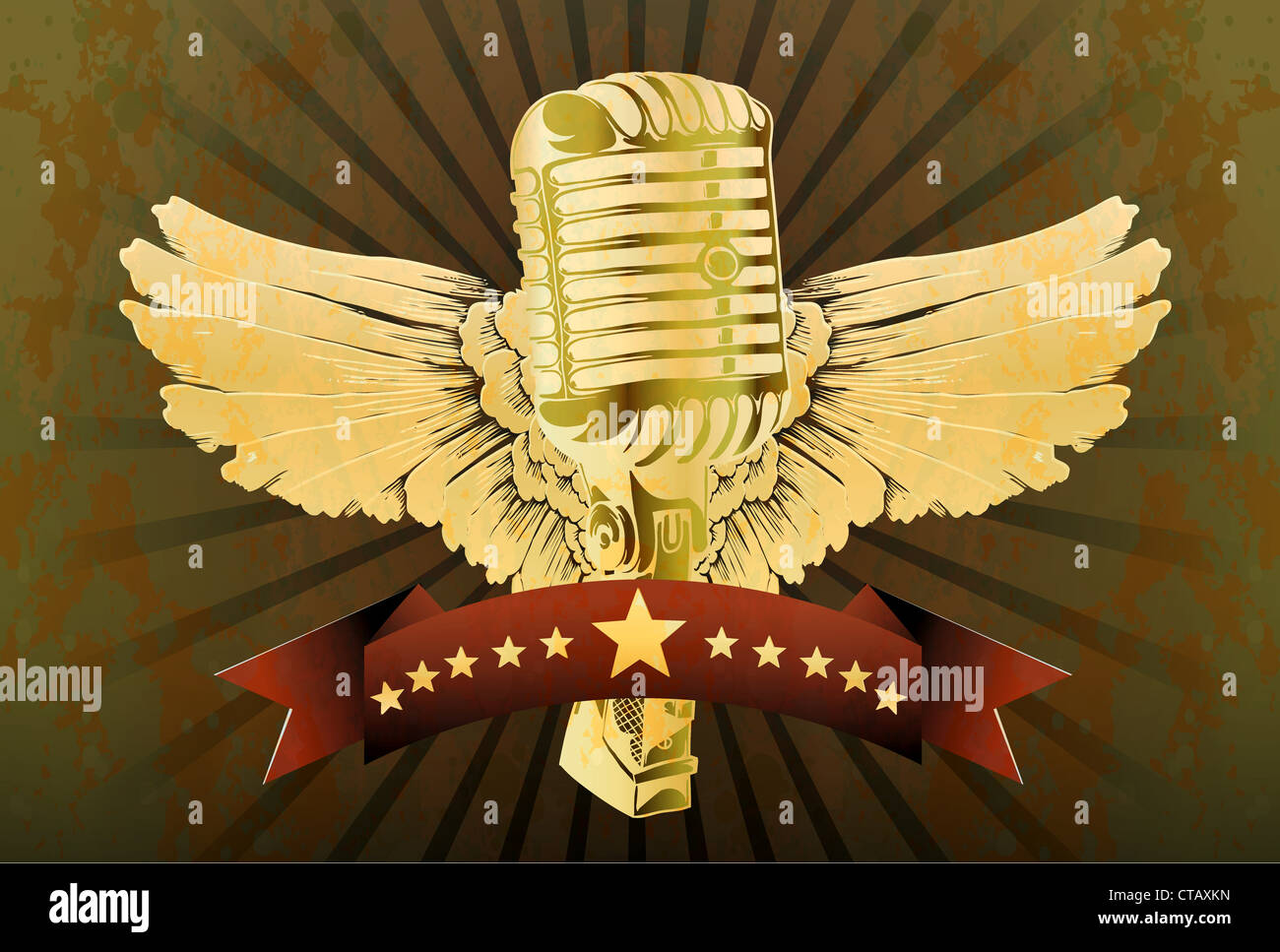 vector music emblem with microphone Stock Photo - Alamy