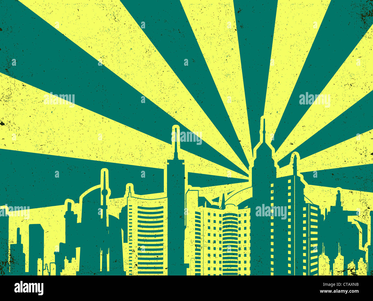 vector retro background with city Stock Photo - Alamy
