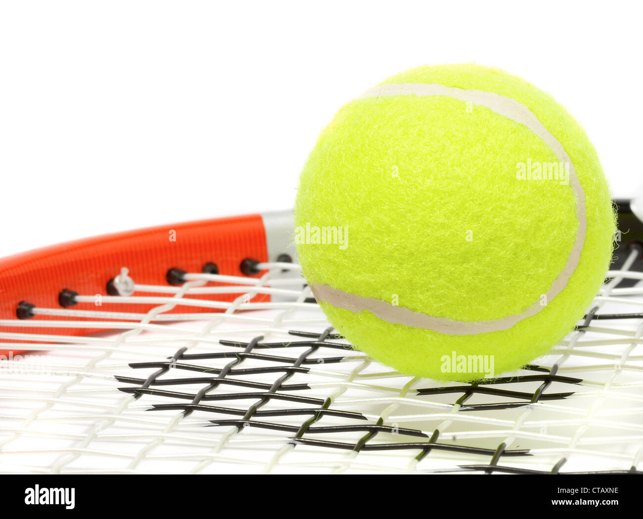 Tennis racket with a ball on a white background Stock Photo - Alamy