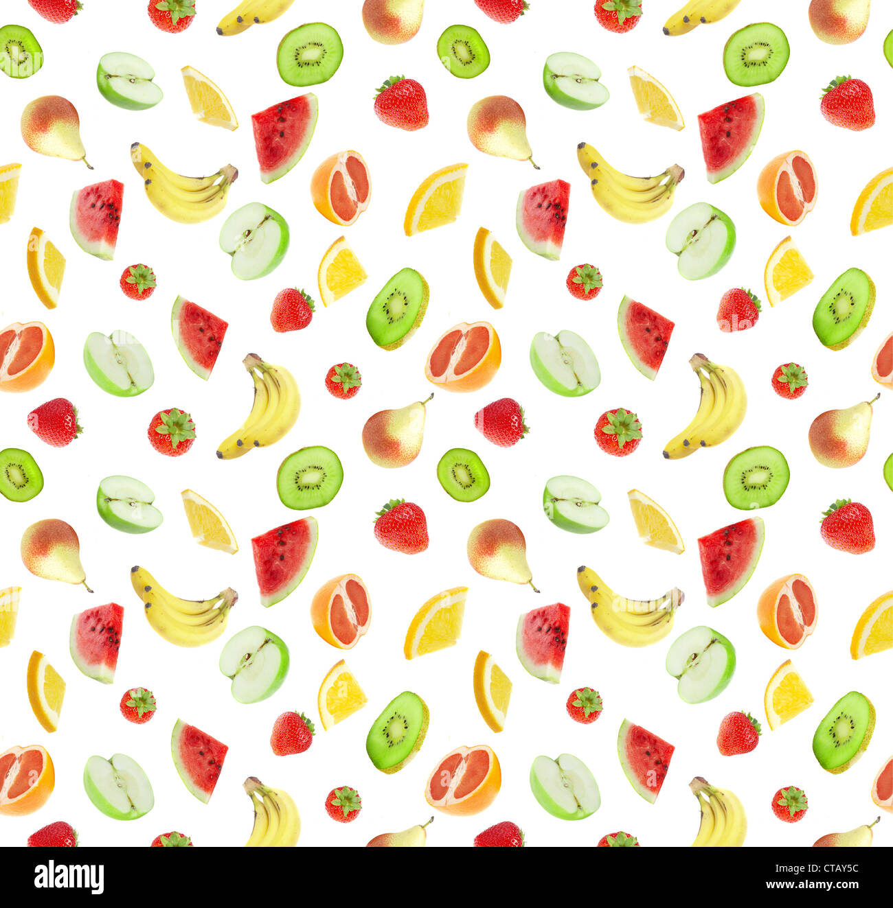 seamless background Different fruit on a white background Stock Photo ...