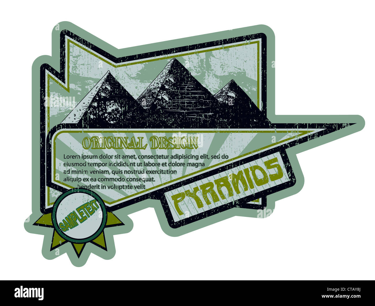 vector grunge label with pyramids Stock Photo - Alamy