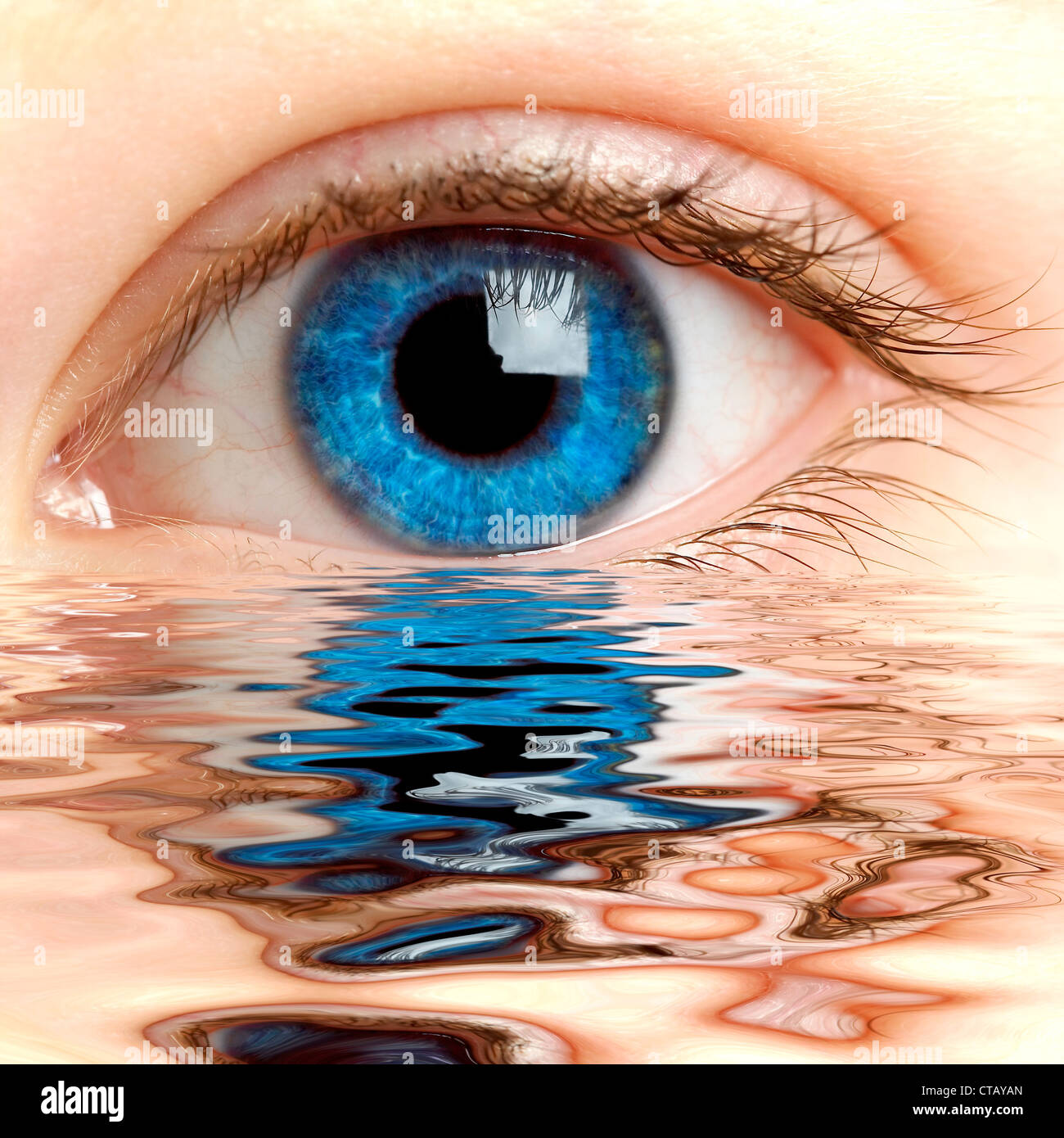 Human eye reflected in a surface of water Stock Photo - Alamy