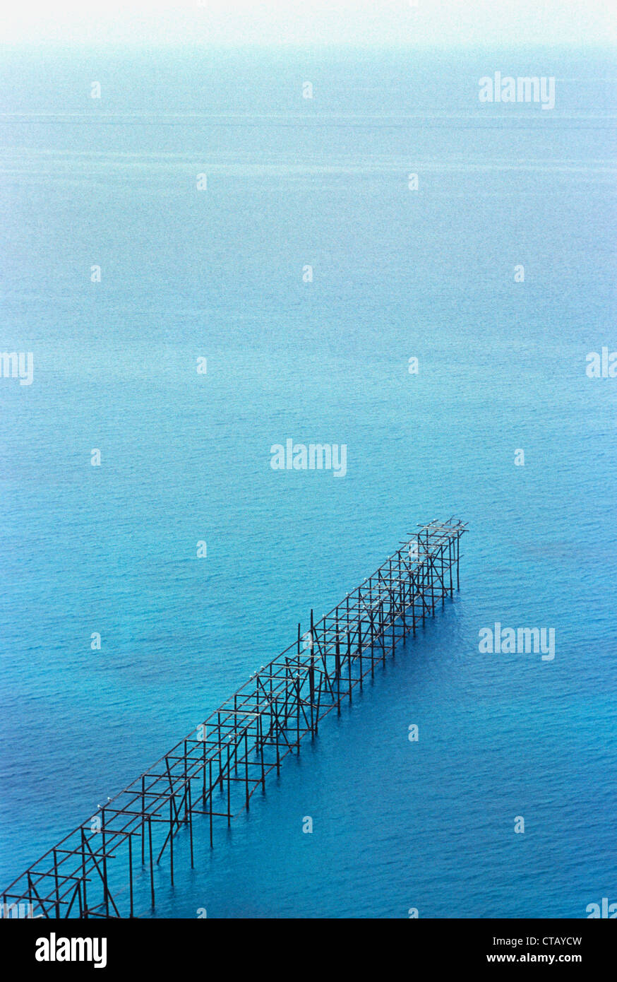 An abandoned pumice mine off the coast of Lipari in Sicily, Italy Stock ...