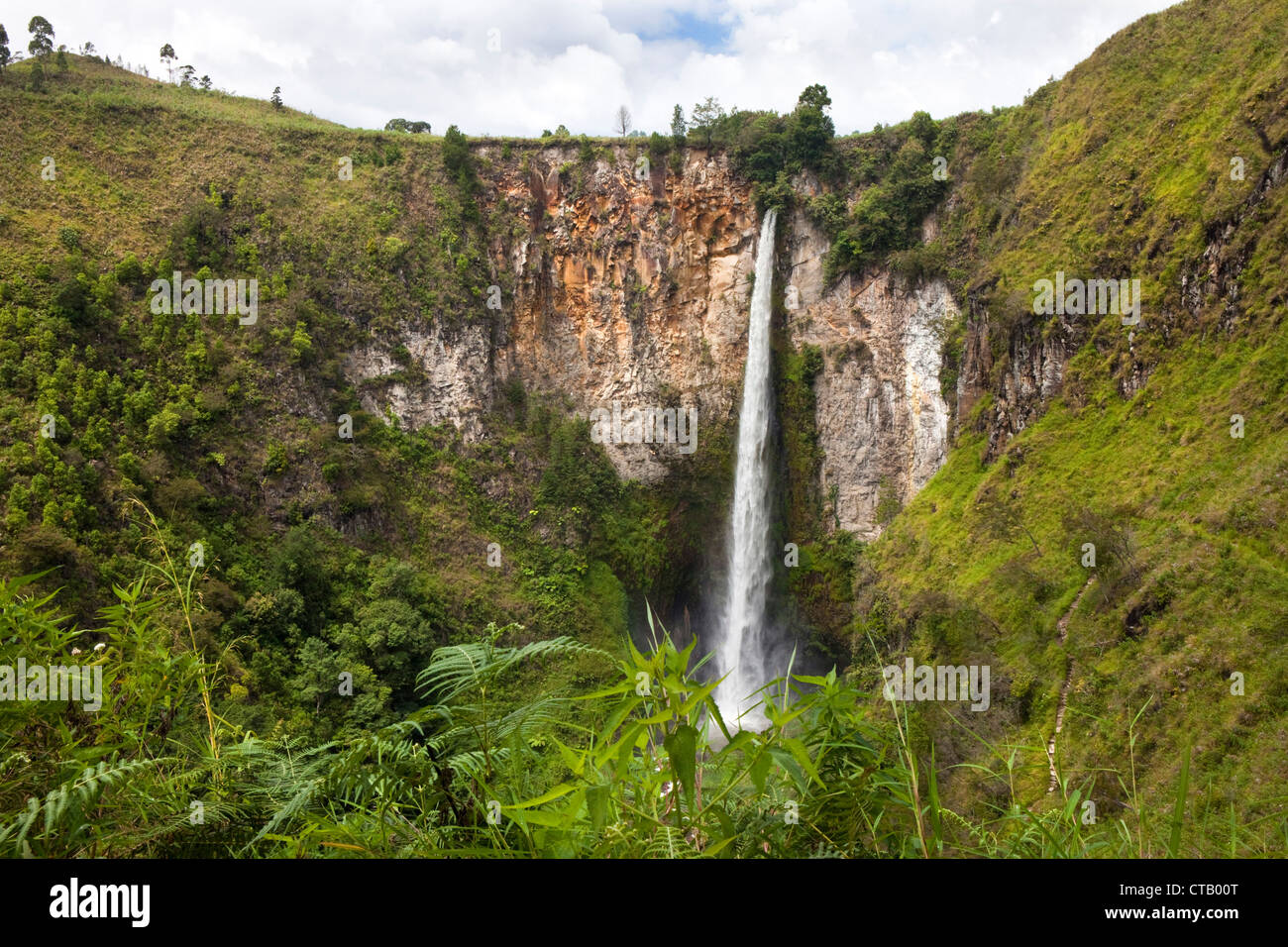 Sipiso piso waterfall near Berastagi and Lake Toba in North Suma ...