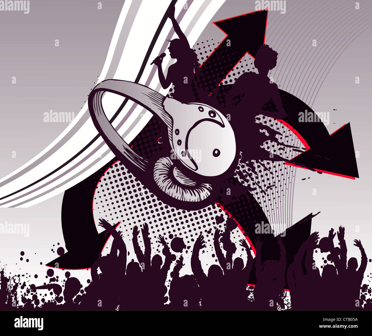 vector music poster with arrows Stock Photo - Alamy